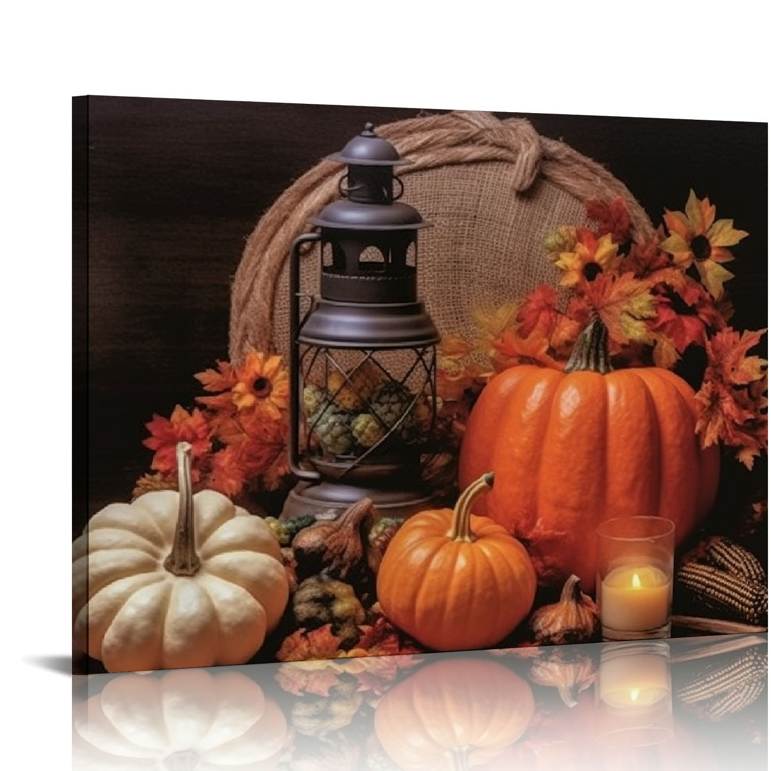 JEUXUS 20x16in Autumn Canvas Prints Wall Art, Fall Pumpkins with ...