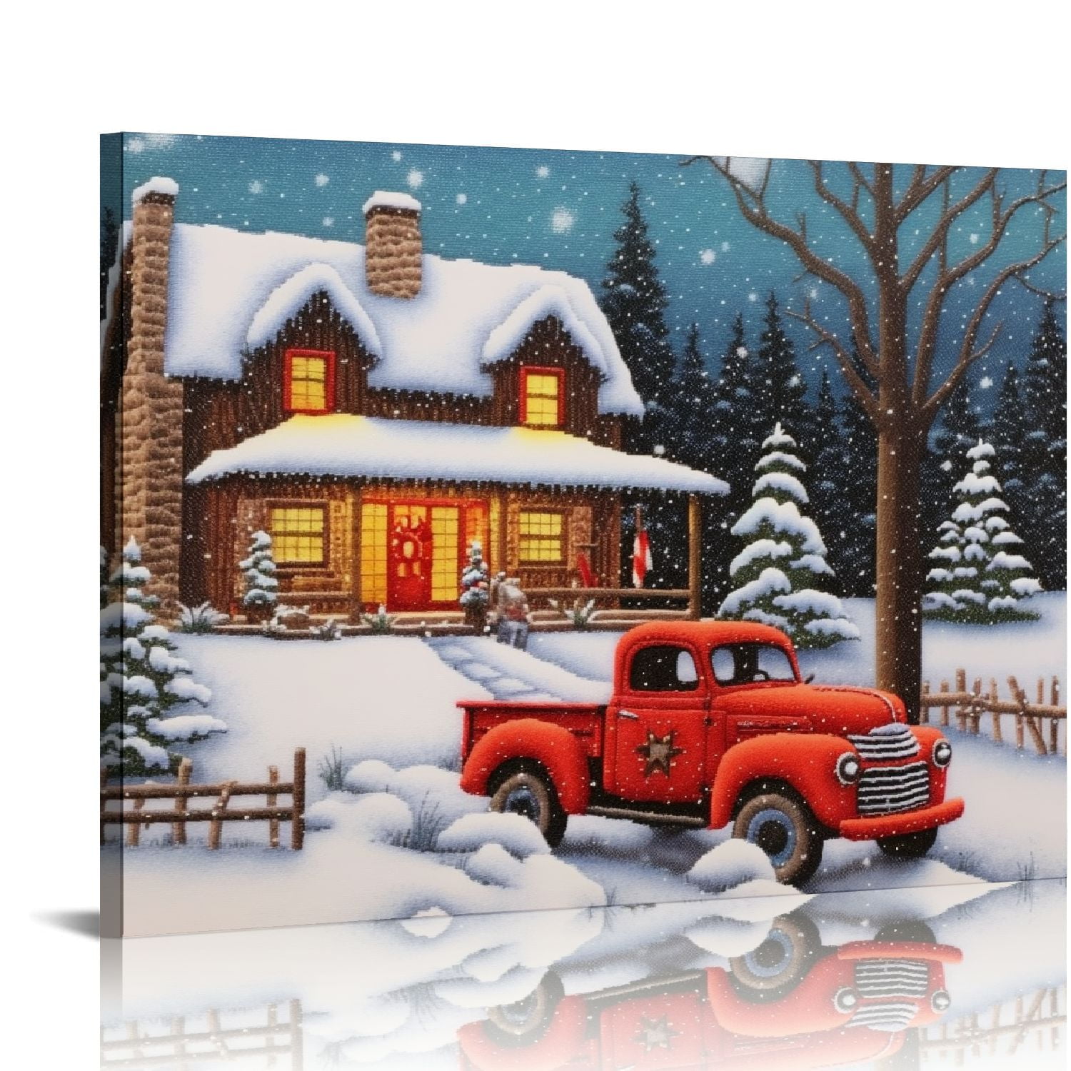 JEUXUS 20x16in Christmas LED Lighted Canvas Wall Art Prints Light Up ...