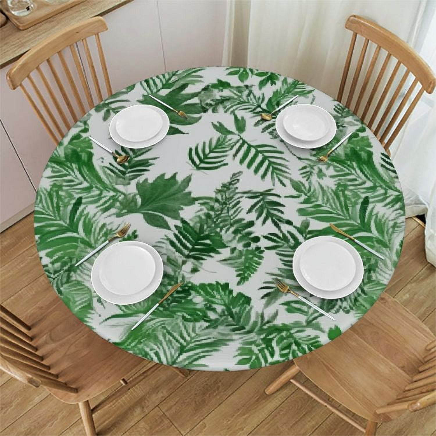 RUIYC 3 Pieces Hawaiian Tablecloth Luau Tropical Flower Round Table ...