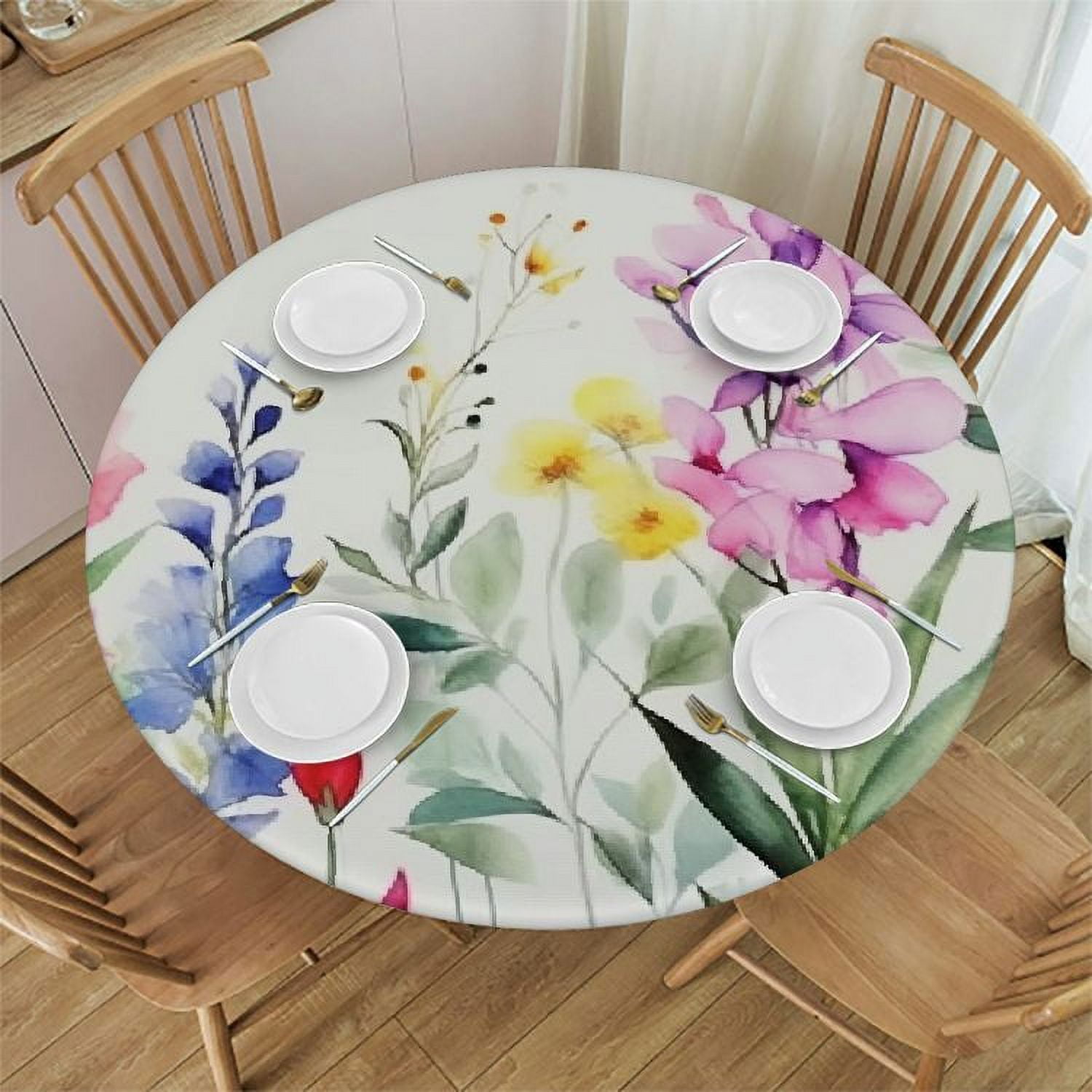 JEUXUS 3 Pieces Spring Summer Floral Table Cover Watercolor Wild ...