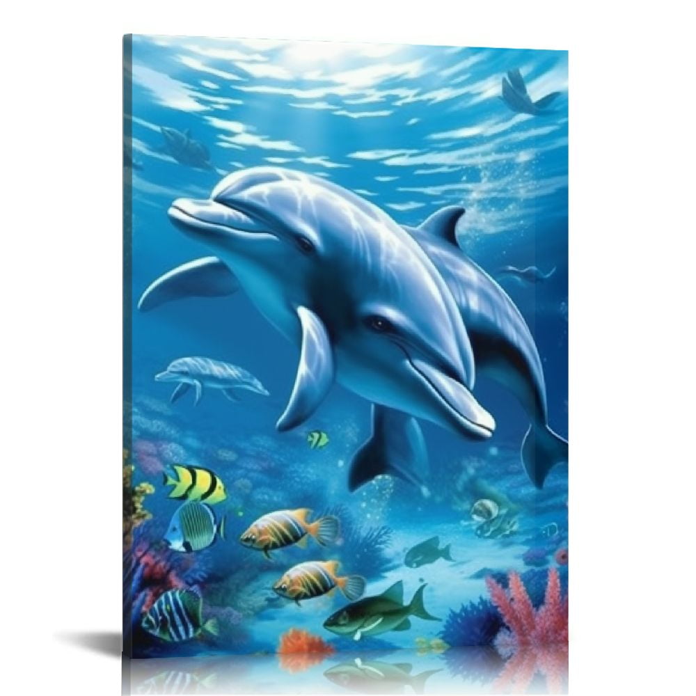 JEUXUS 3D Home Wall Art Decor Lenticular Pictures, Dolphin Collection ...
