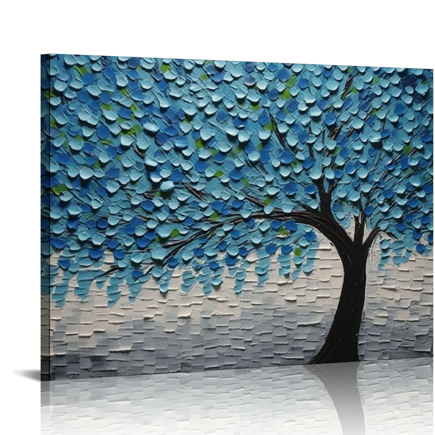 JEUXUS -3D Oil Paintings Blue Flowers Oil Painting on Canvas Texture ...