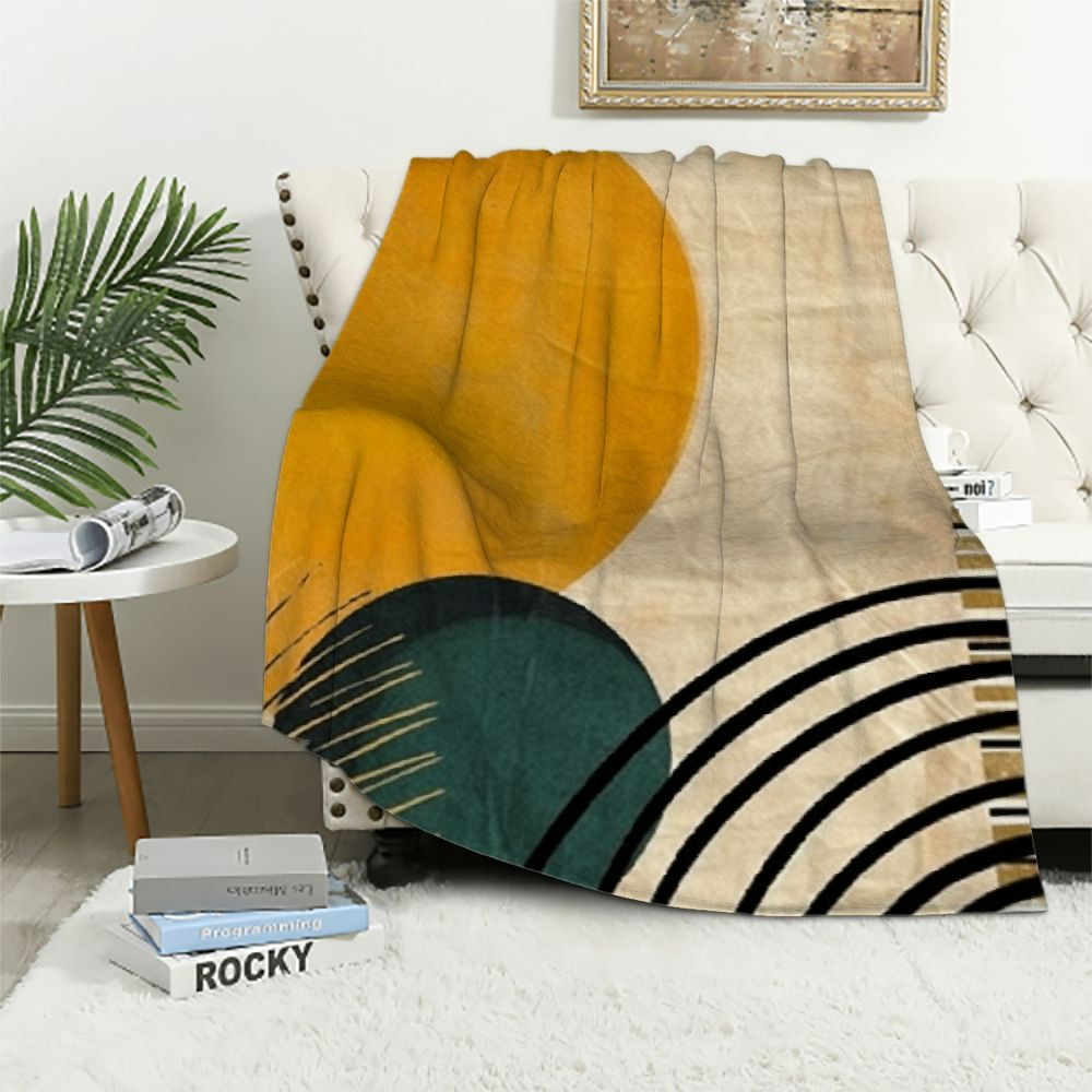 JEUXUS Abstract Boho Throw Blanket Mid Century Blanket Couch Bed Living ...