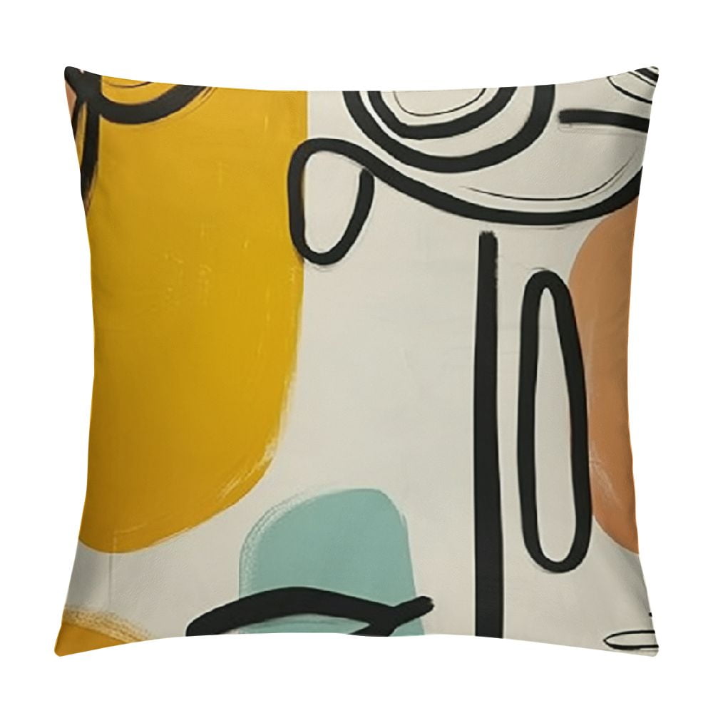 JEUXUS Abstract Faces Throw Pillow Covers, Modern Throw Pillows Print ...