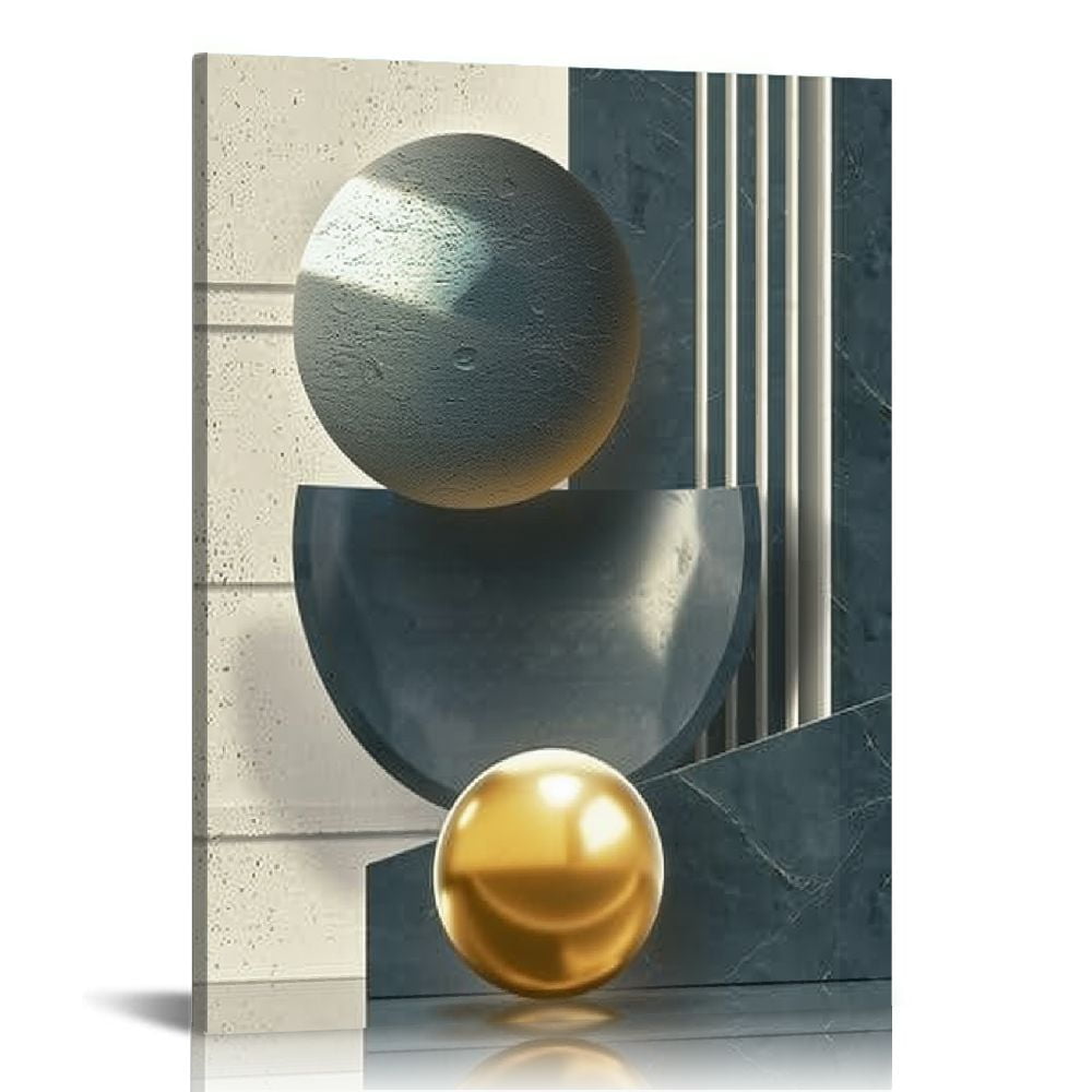JEUXUS Abstract Framed Canvas Wall Art, Geometry Art Shape Pattern ...