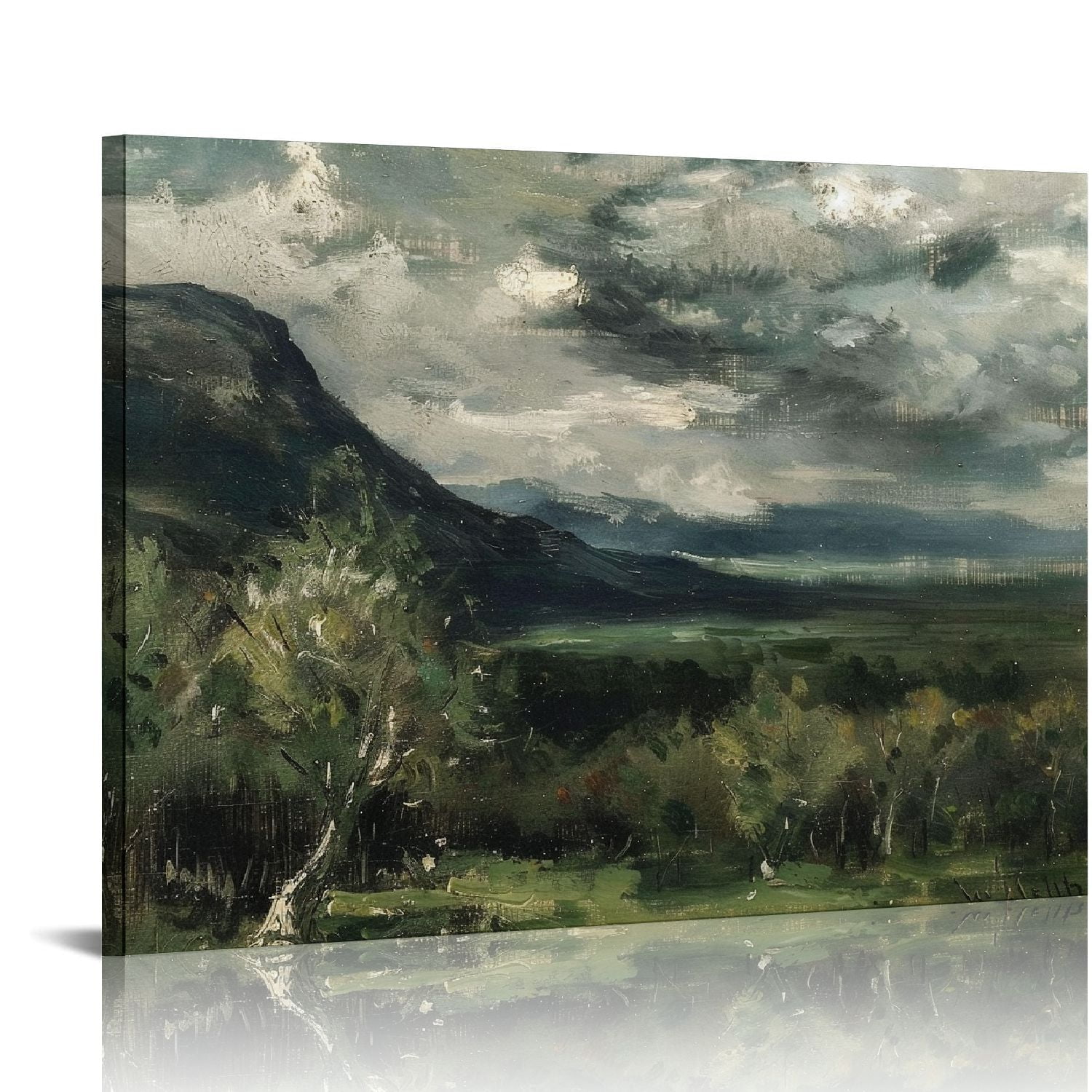 JEUXUS Abstract Landscape Canvas Wall Art for Living Room Vintage ...