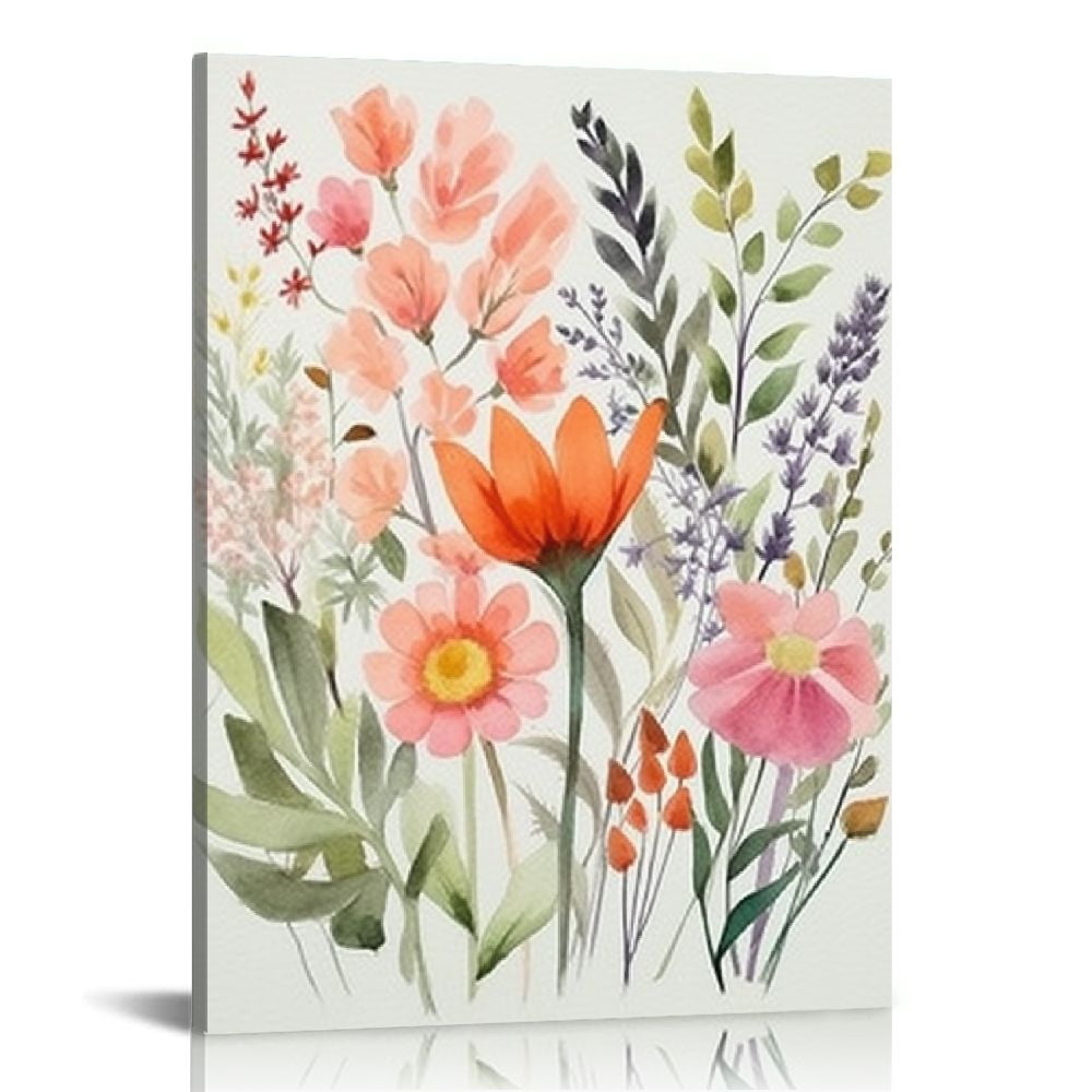 JEUXUS Adhesive Canvas Poster Colorful Wildflower Forest Bouquet Nature ...