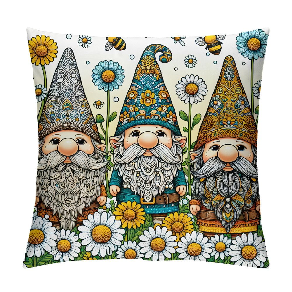 JEUXUS Aesthetic Decorative Short Plush Pillowcase Daisy Gnomes Fuzzy ...
