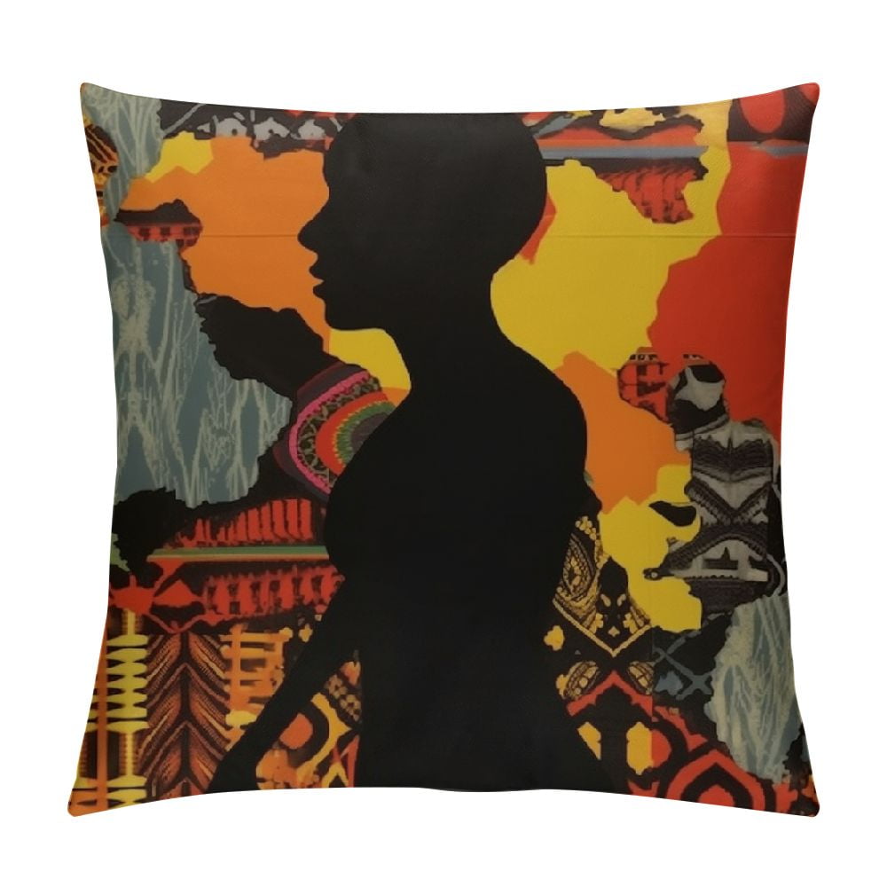 JEUXUS Africa Map Pillow Case Geometric Pattern Ethnic Characteristic ...