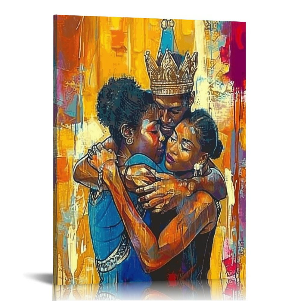 JEUXUS African American Wall Art for Bedroom Black King and Queen Canvas Paintings Wall Decor ...