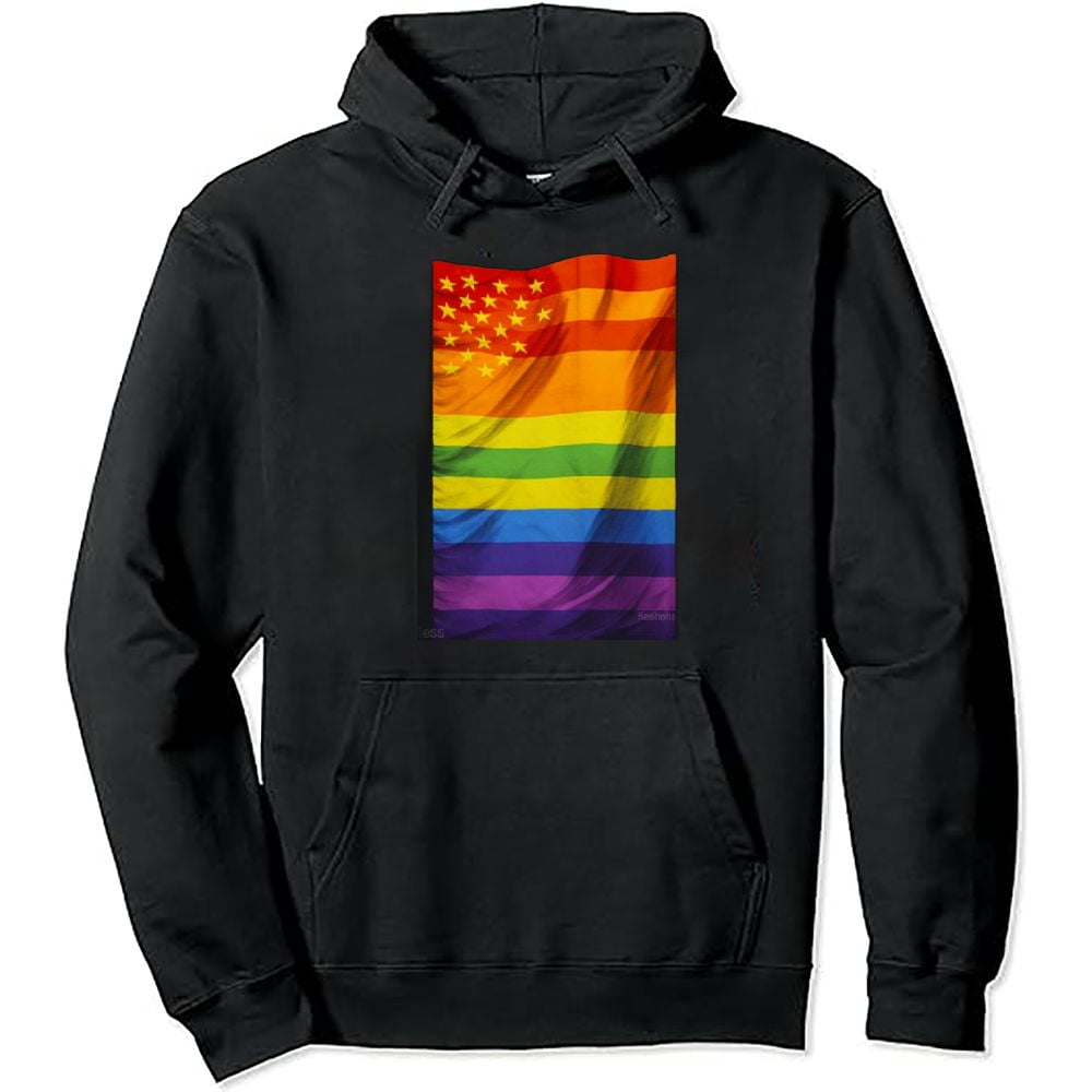 JEUXUS American Flag LGBT Pride Rainbow Transgender Gay Vintage Pullover Hoodie - Walmart.com