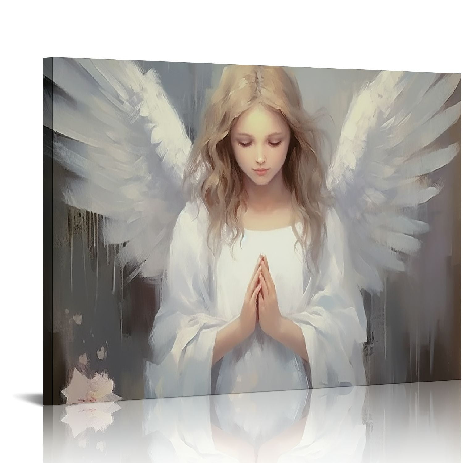 JEUXUS Angel Girl Wall Art White Angel and Wings Canvas Prints Angels ...