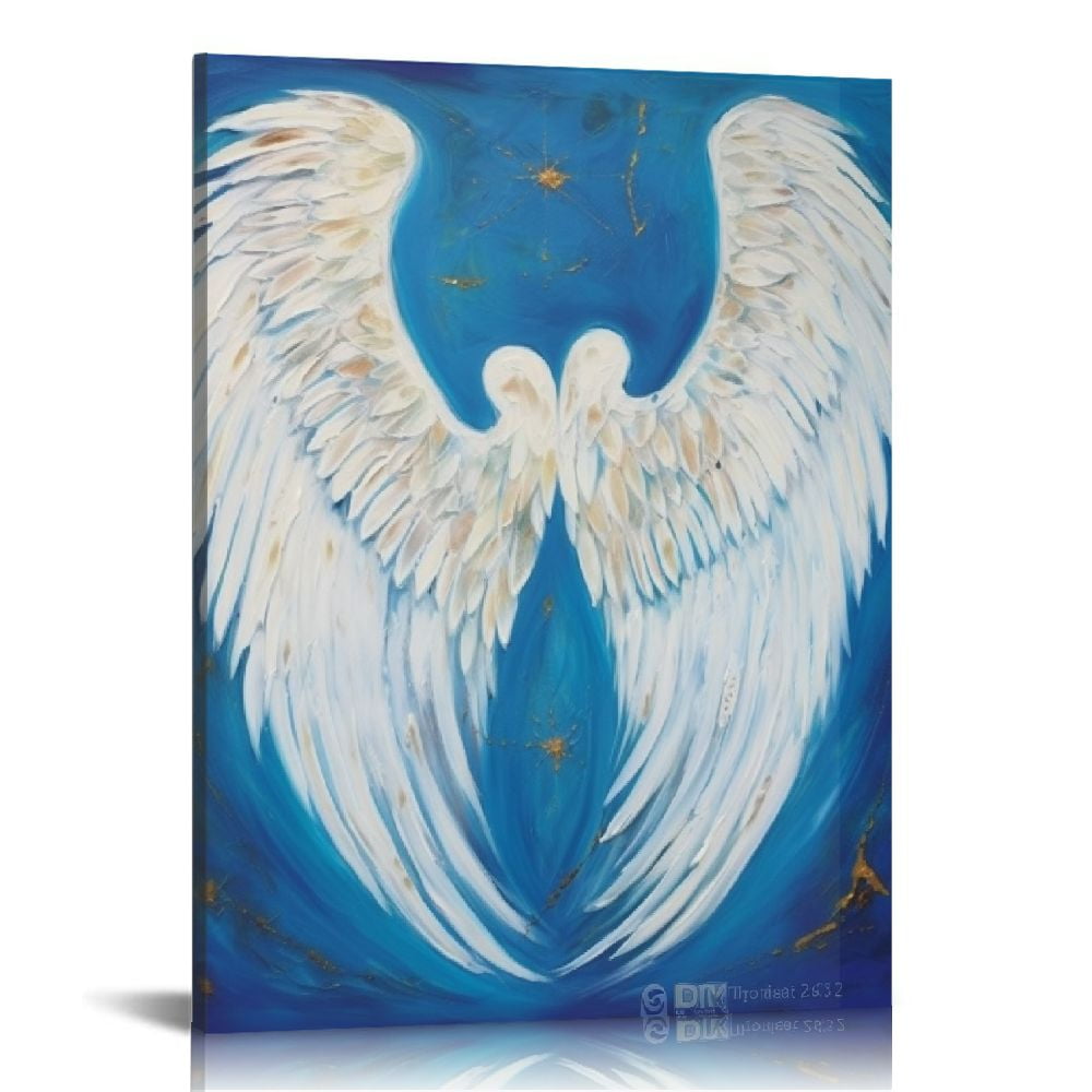 JEUXUS Angel Poster White Wings Oil Painting Bathroom Decorative Wall ...
