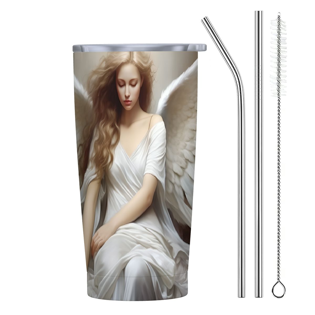 RUIYC Angel Wings 20oz Car Tumbler with Straw, 304 Stainless Steel ...