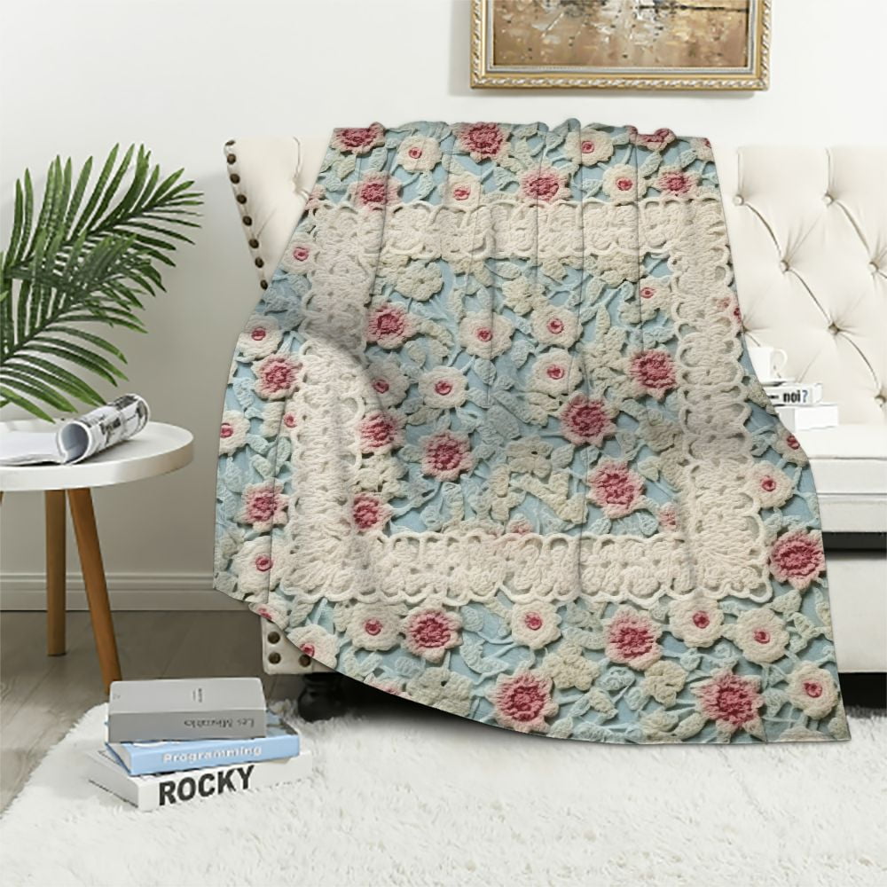 JEUXUS Antique Rose - Classic Traditional Floral - Quilted Throw ...