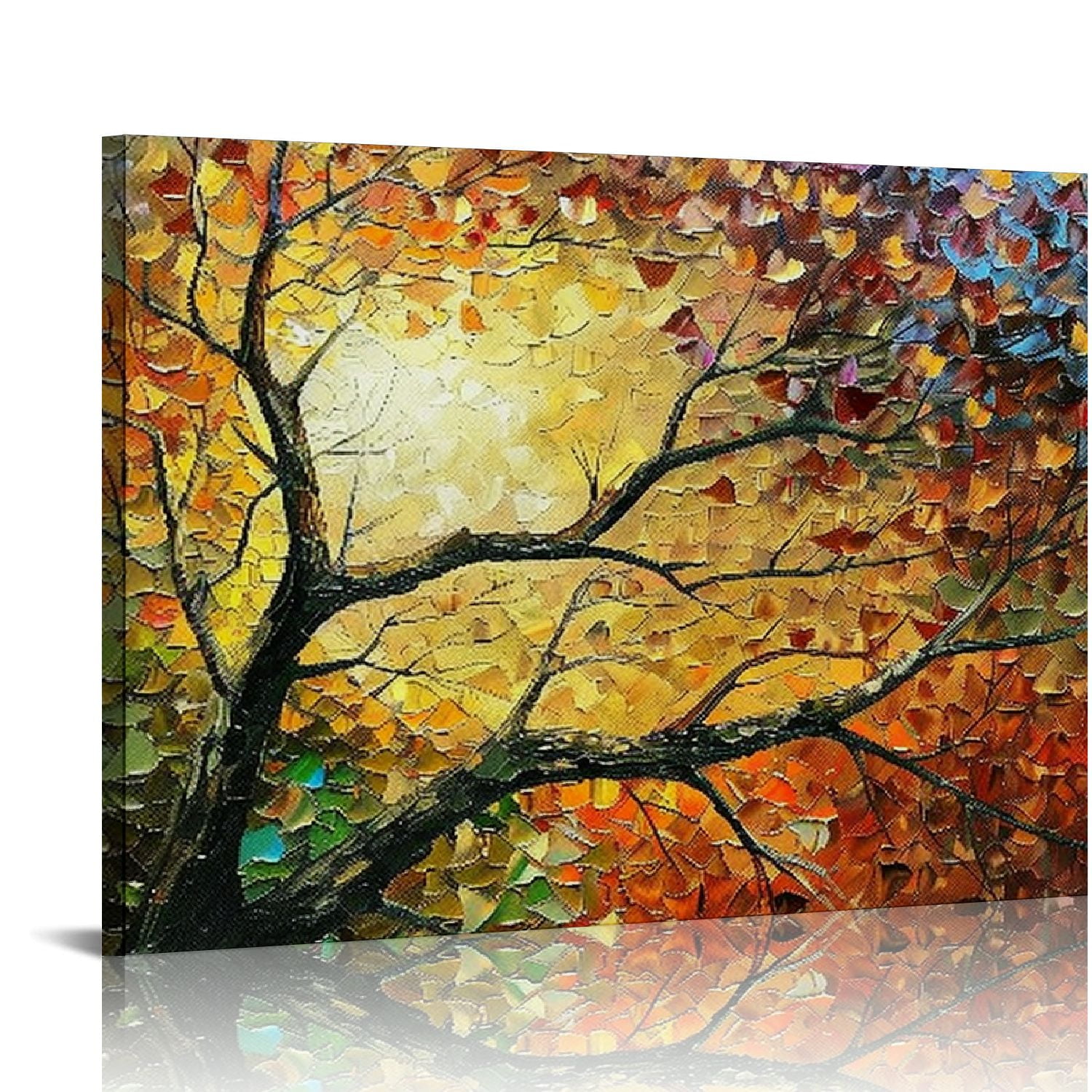 JEUXUS Art,Modern - Tree Art Abstract Wooden Frame Canvas Wall Art for ...