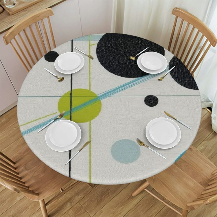 JEUXUS Atomic Mid Century Geometry Rustic Modern Black Round Fitted ...