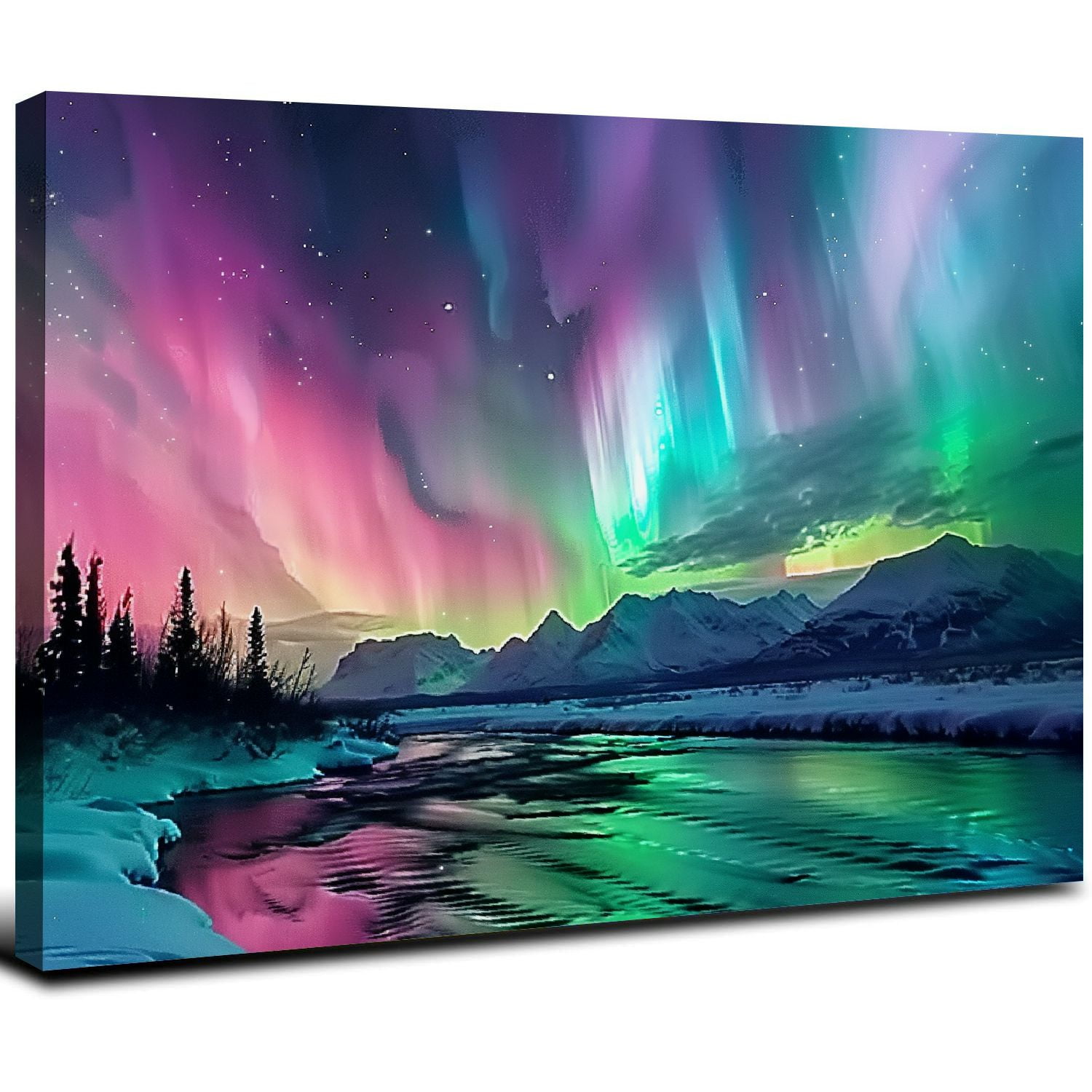 JEUXUS Aurora Borealis Canvas Wall Art Colorful Northern Lights Wall ...