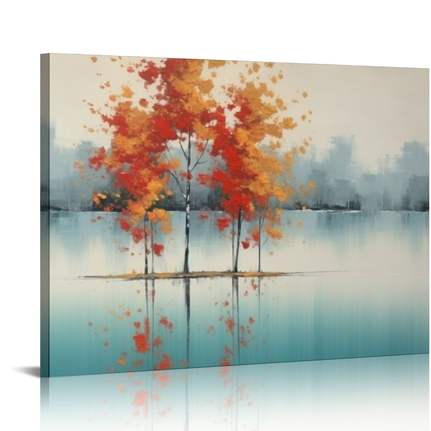 JEUXUS Autumn Canvas Wall Art Frame, Autumn Leaves Picture Landscape ...