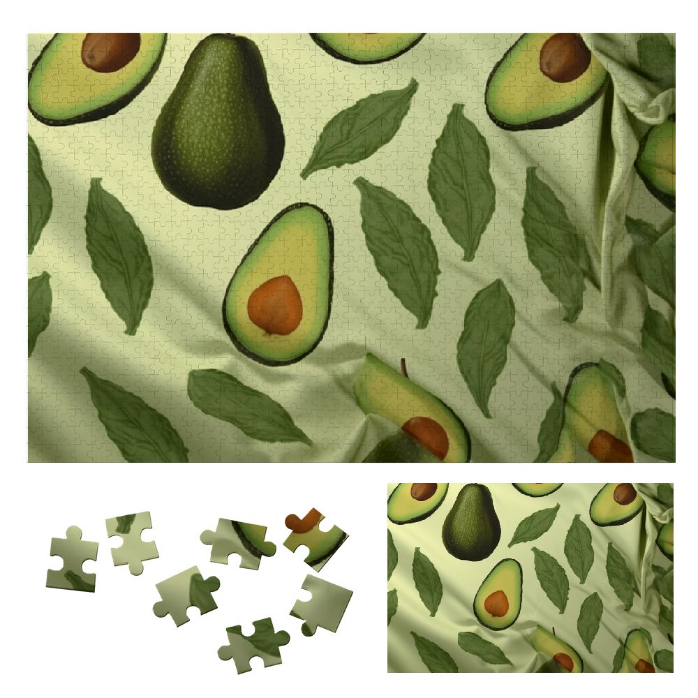 JEUXUS Avocado Green Leafy Pattern Wooden Puzzle for Adults and Kids ...