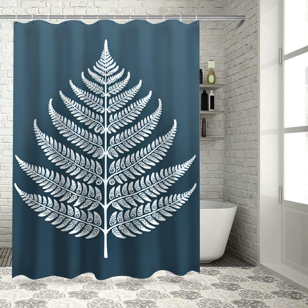 JEUXUS Bathroom Rustic Fern Leaf Pictures Herb Leaves Shower Curtain ...