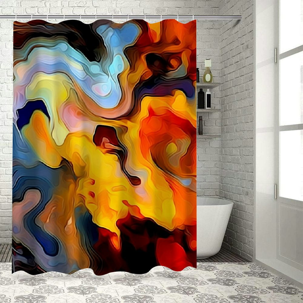 JEUXUS Bathroom Shower Curtain Multiple Sizes Colored Glass Pattern ...