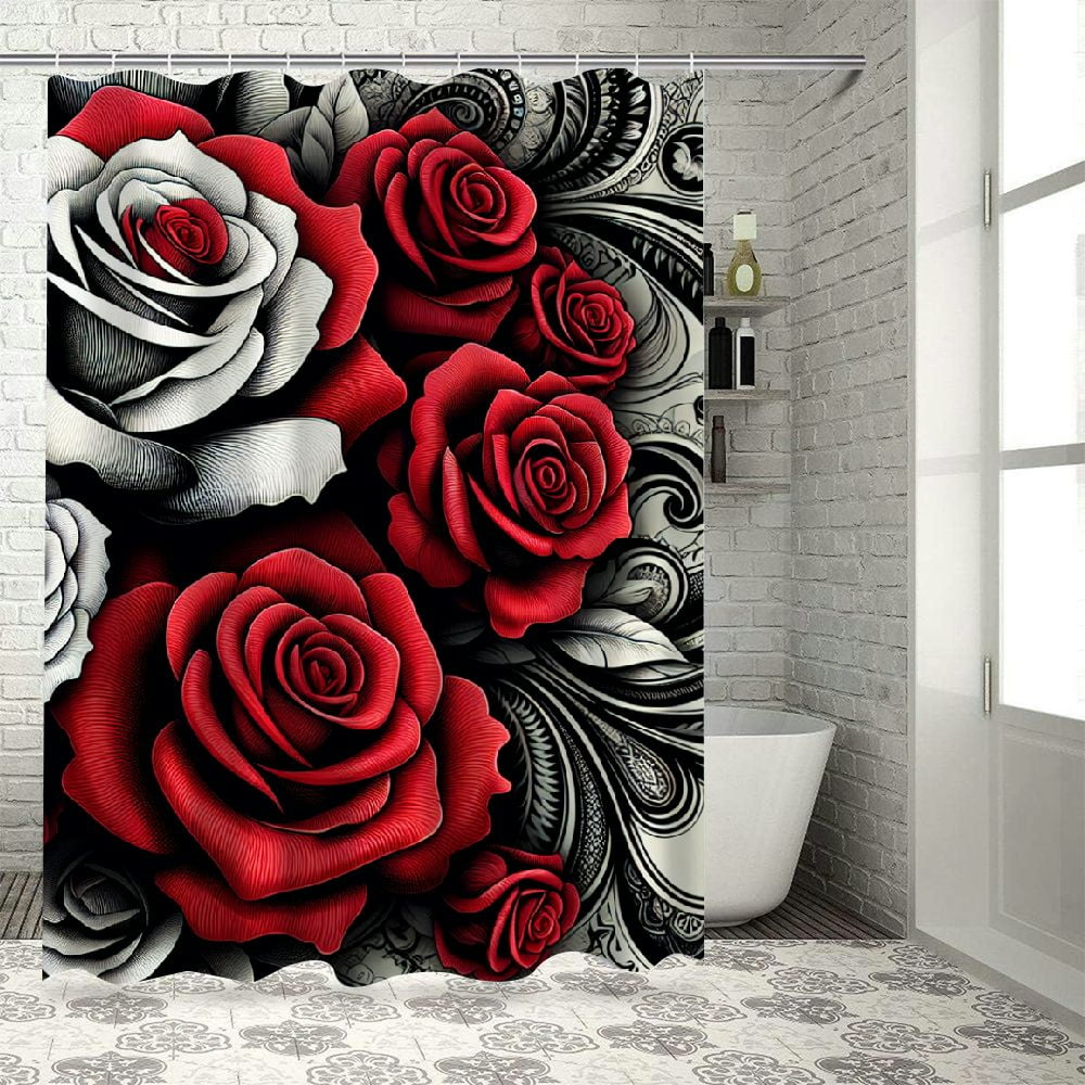 RUIYC Bathroom Shower Curtain Set with Hooks Waterproof Multiple Sizes ...