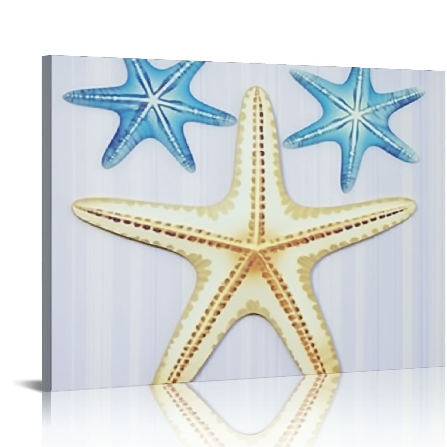 JEUXUS Beach Theme Canvas Wall Art Blue Seashell Starfish Picture Art ...