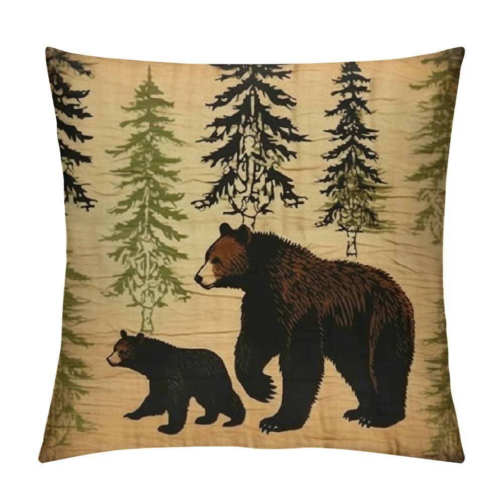 JEUXUS Bear Throw Pillow Covers Soft Wild Animal Cushion Covers Couch ...