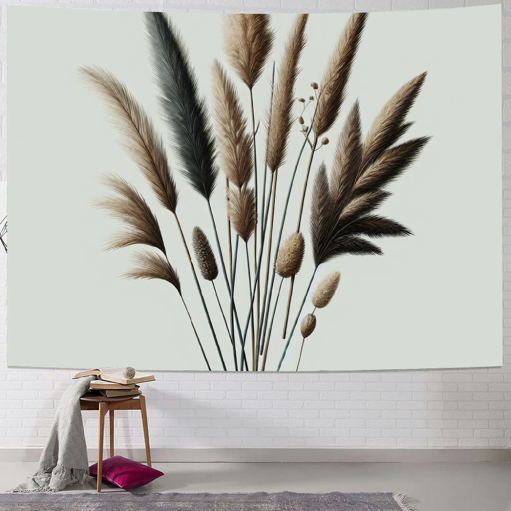 JEUXUS Beige Botanical Neutral Plant Minimalist Flower Artwork Modern ...