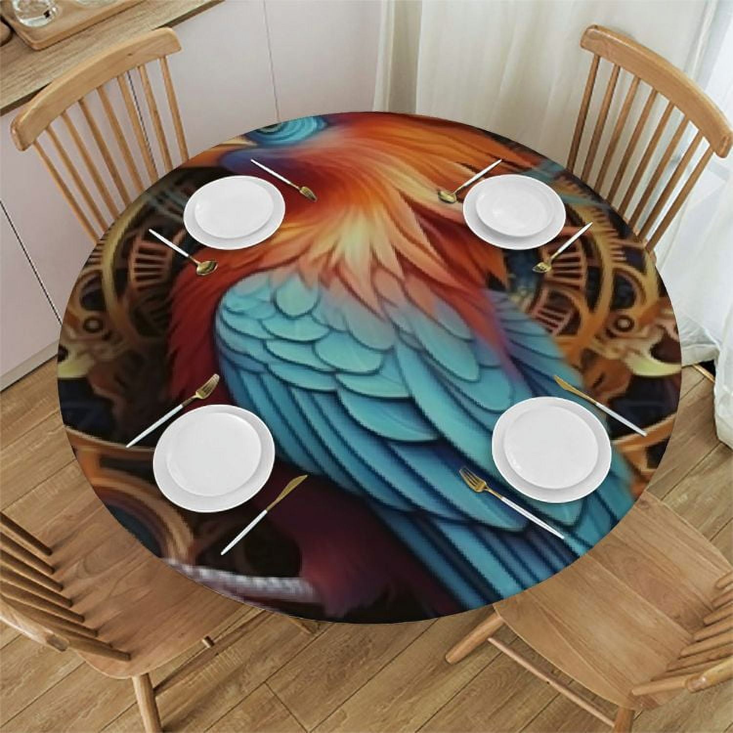 JEUXUS Bird Boho Print Round Table cover Reusable Circle Table Cover ...