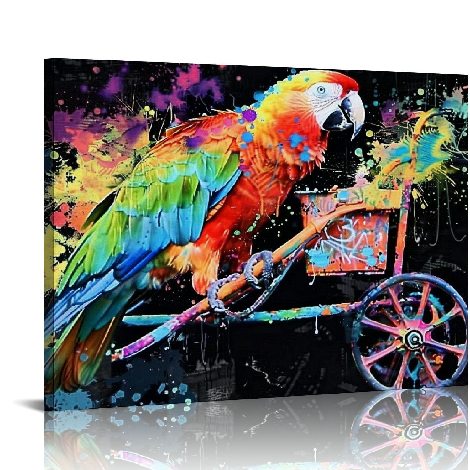 JEUXUS Bird Canvas Wall Art Watercolor Parrot Painting Animal Print ...