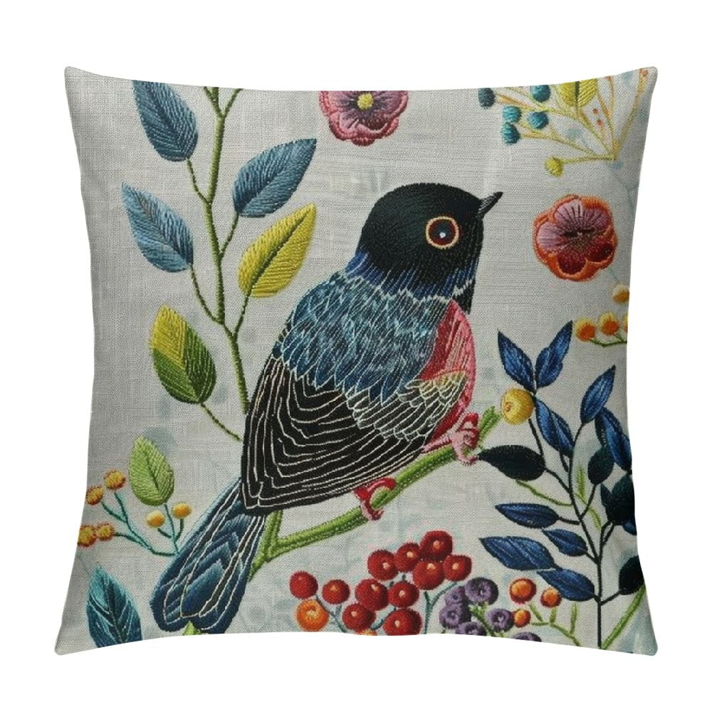 JEUXUS Bird Decorative Pillow Covers Spring Style Throw Pillow Cover ...