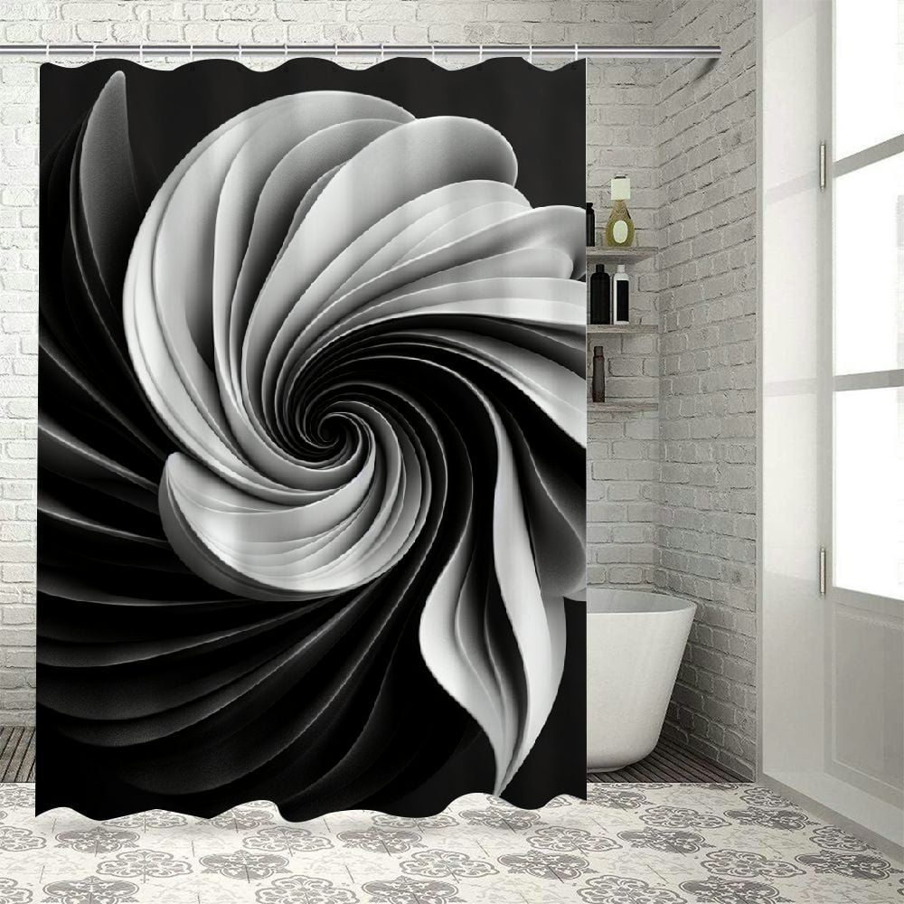 JEUXUS Black And White Calla-Lily Shower Curtain Multiple Sizes for ...