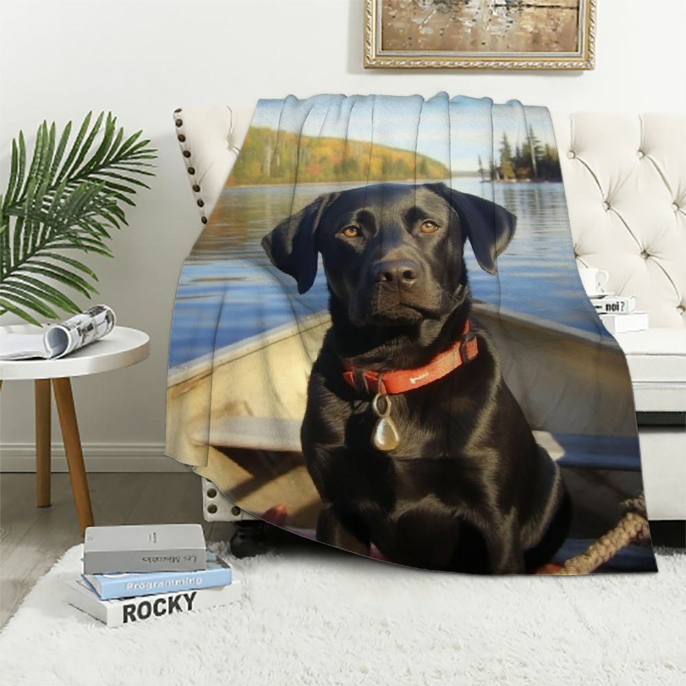 JEUXUS Black Labrador Retriever Throw Blanket Super Soft Plush Throw ...