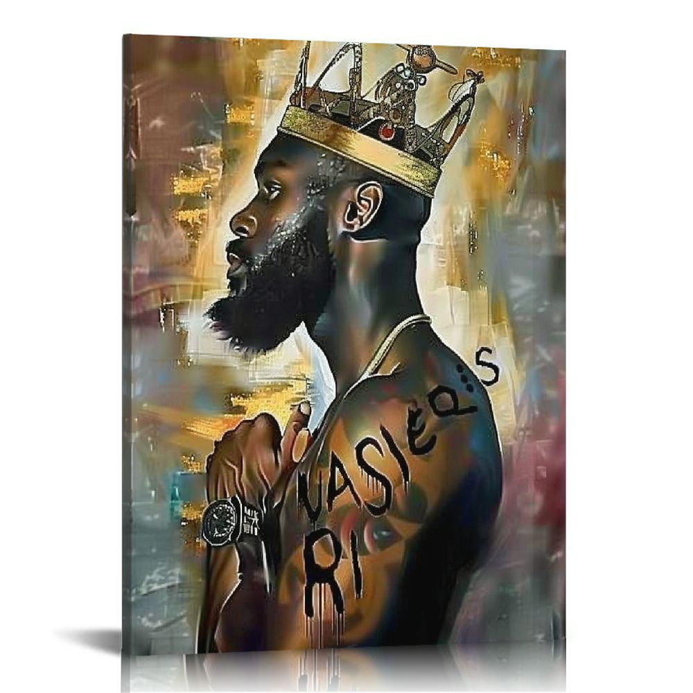 JEUXUS Black Man Wall Art Trendy African American Wall Art Motivational Black King Wall Decor ...