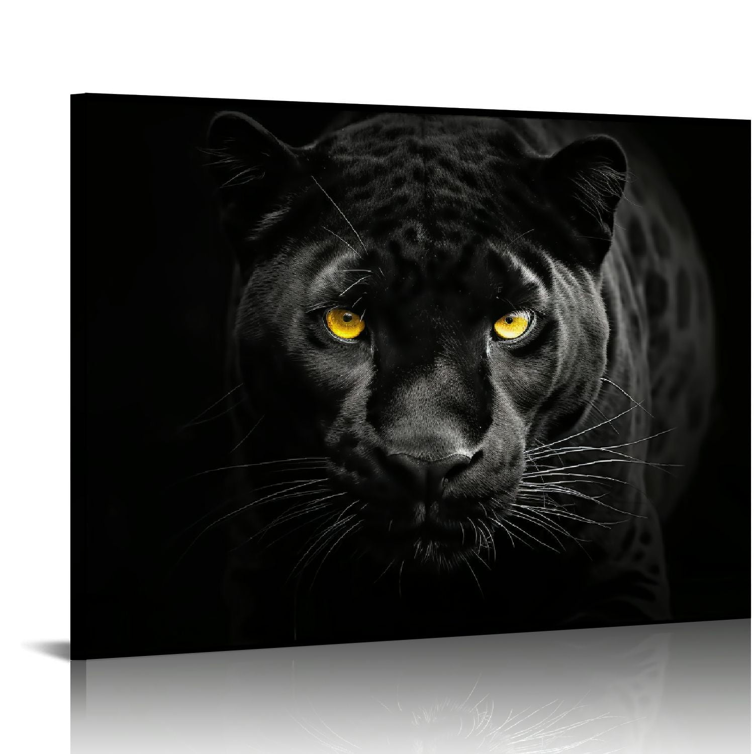JEUXUS Black Panther Canvas Wall Art Black and White Animal Painting ...