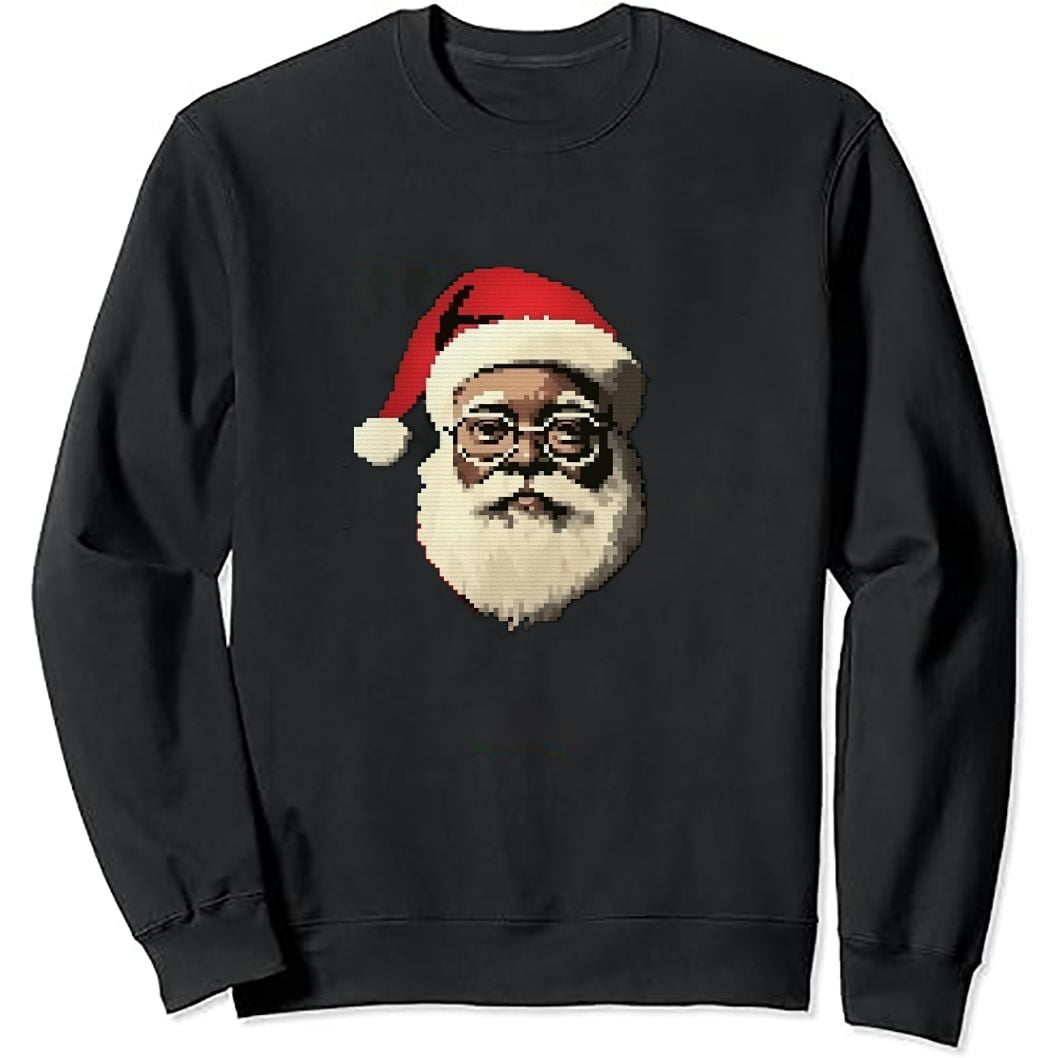 JEUXUS Black Santa Sweatshirt Men Ugly Christmas Sweater Style Xmas ...