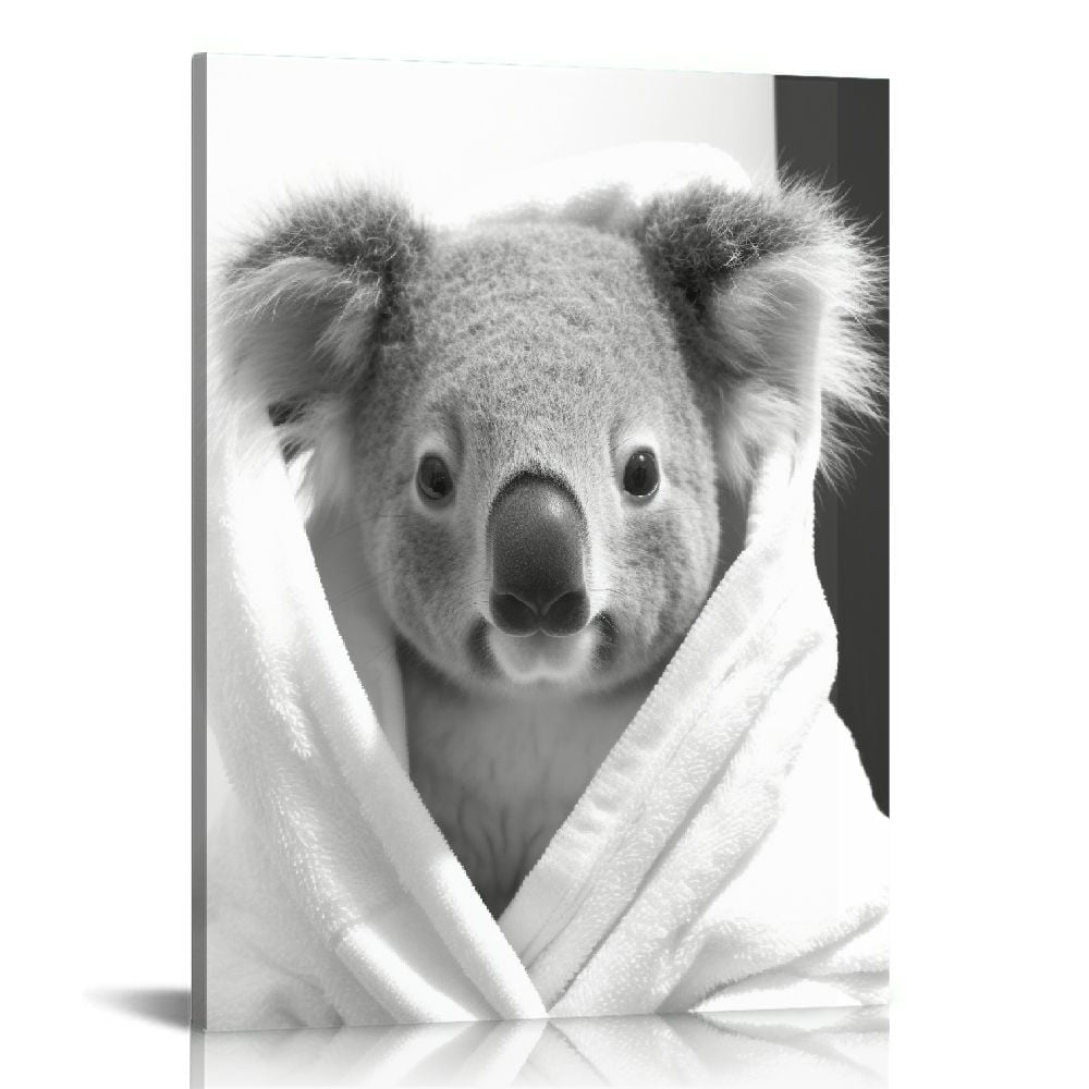 JEUXUS Black White Animal Portrait Wall Art Print Koala Canvas Picture ...