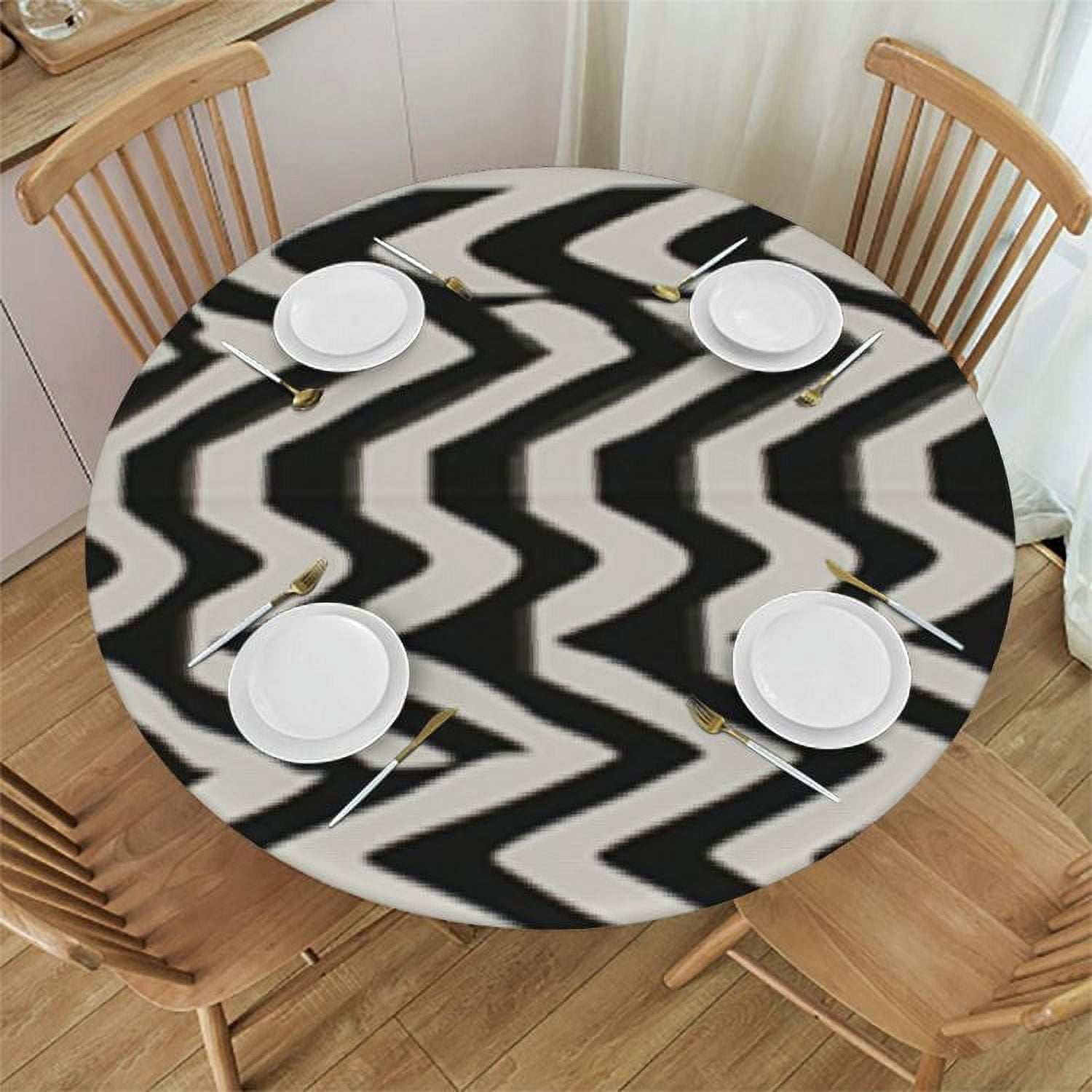JEUXUS Black White Tablecloth Overlay for Round Tables Classic Retro ...