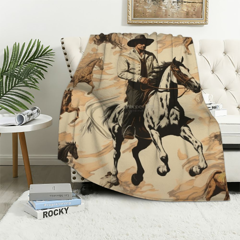 JEUXUS Black and White Western Throw Blankets Soft Cozy Flannel Western ...