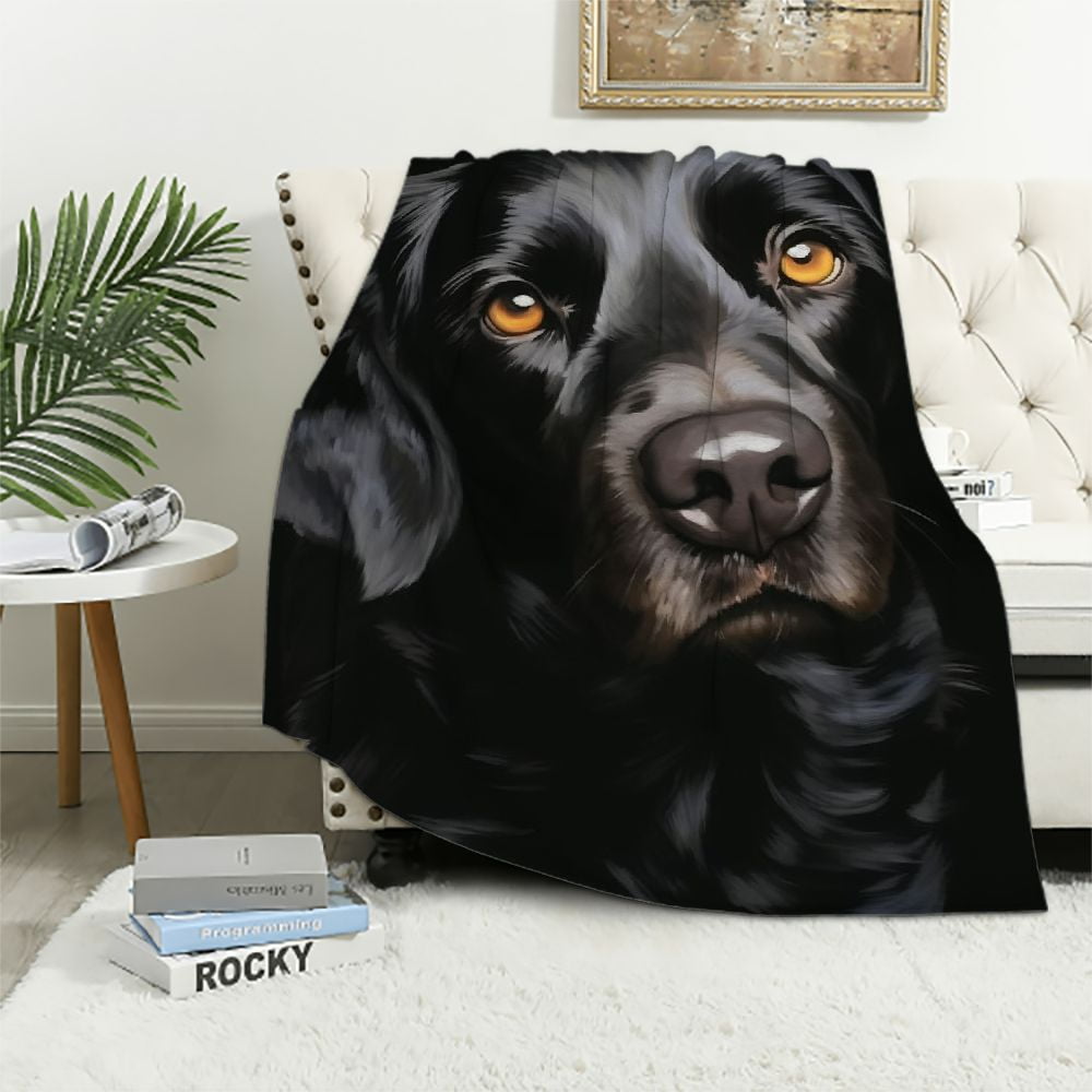 JEUXUS Blankets Plush Sofa Bed Throw Black Dog Gorgeous Labrador ...