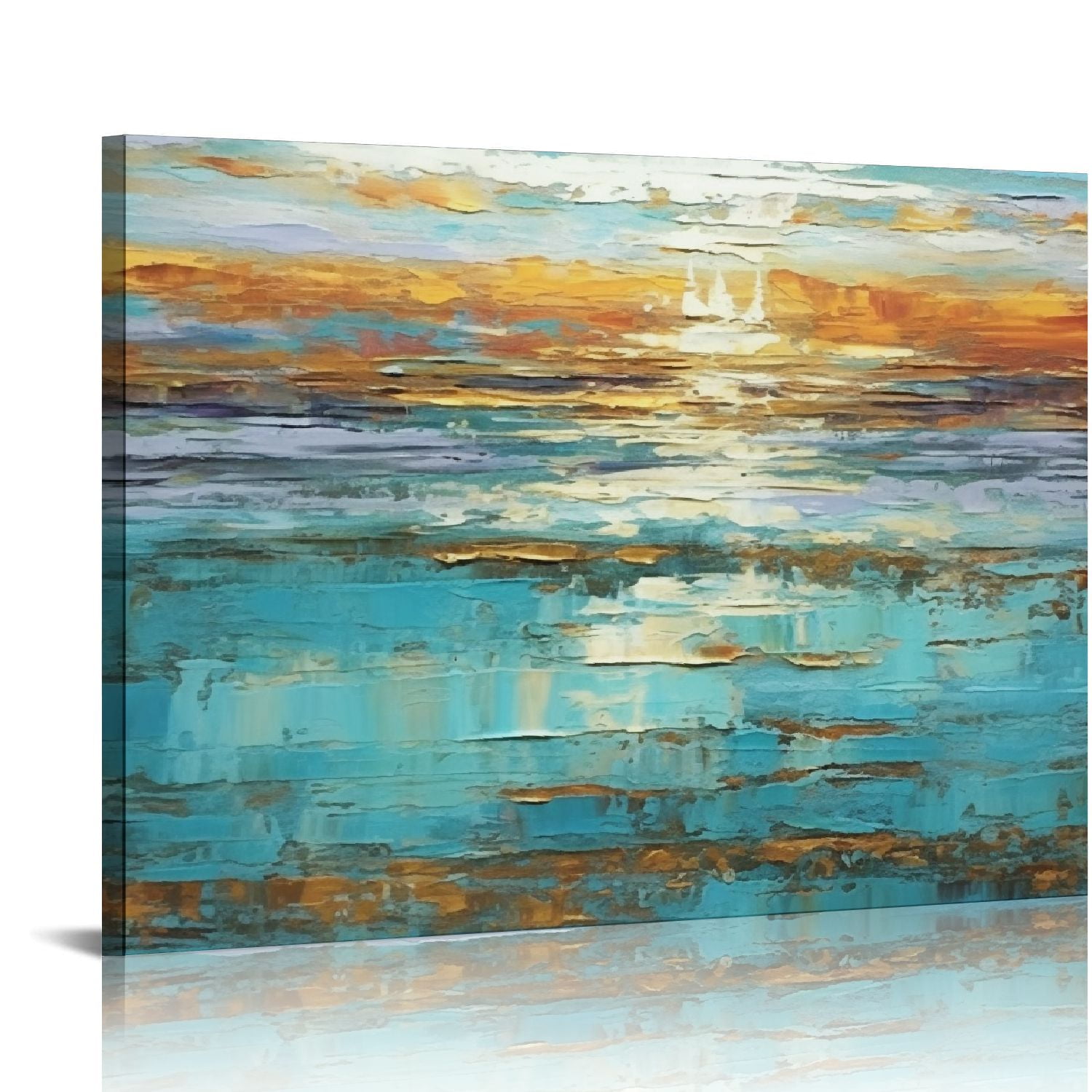 JEUXUS Blue Abstract Wall Art Hand Painted Oil Painting On Canvas ...