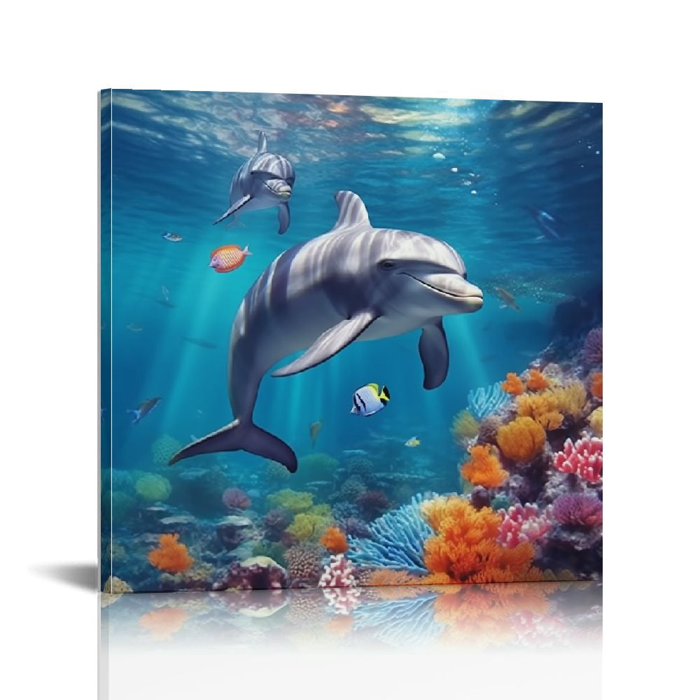 JEUXUS Blue Ocean Aquatic Animals Decor Wall Art Turtle Starfish ...