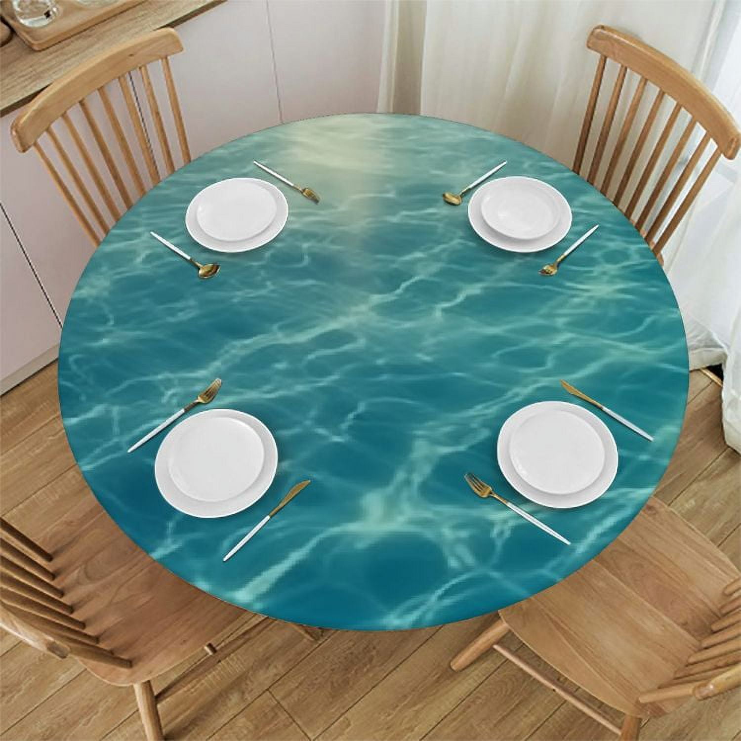 RUIYC Blue Sea Table Cloth Underwater World Clear Water Round ...