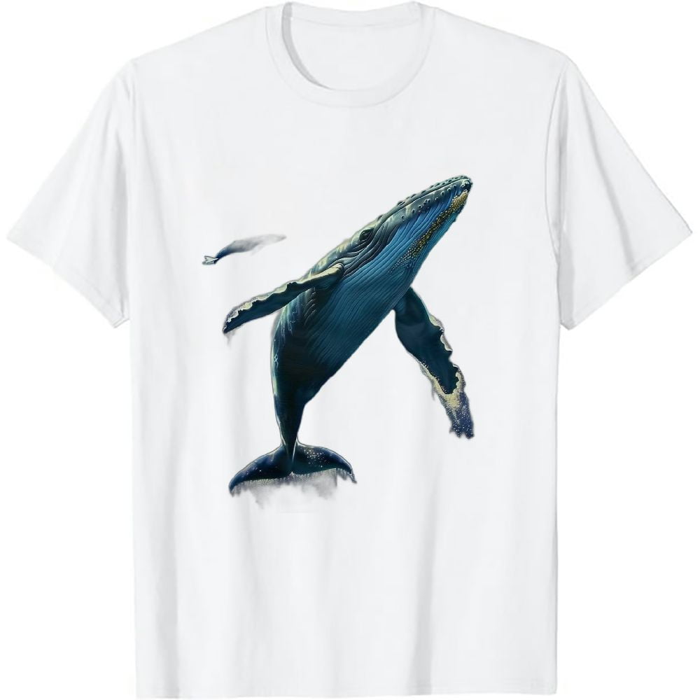 JEUXUS Blue Whale Humpback Marine Sea Animal Ocean Save Whales T-Shirt ...