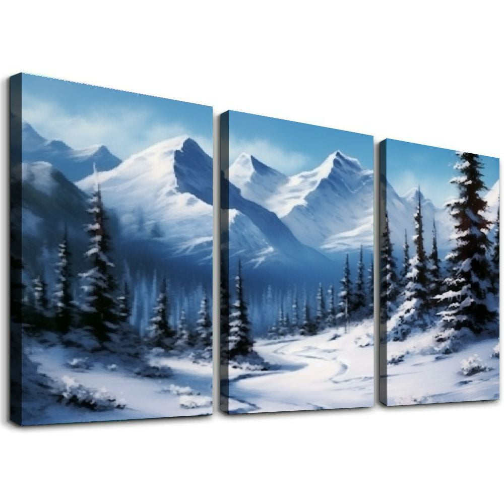 JEUXUS Bob Ross Winter Mountain Art Print Painting Bob Ross Poster Bob ...