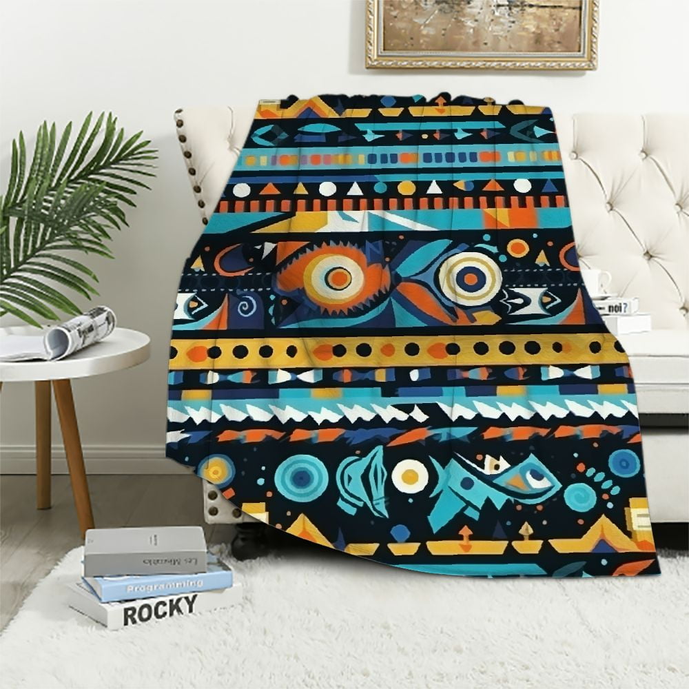 JEUXUS Boho Exotic Down Flannel Throw Blanket,All Season Bohemian Aztec ...