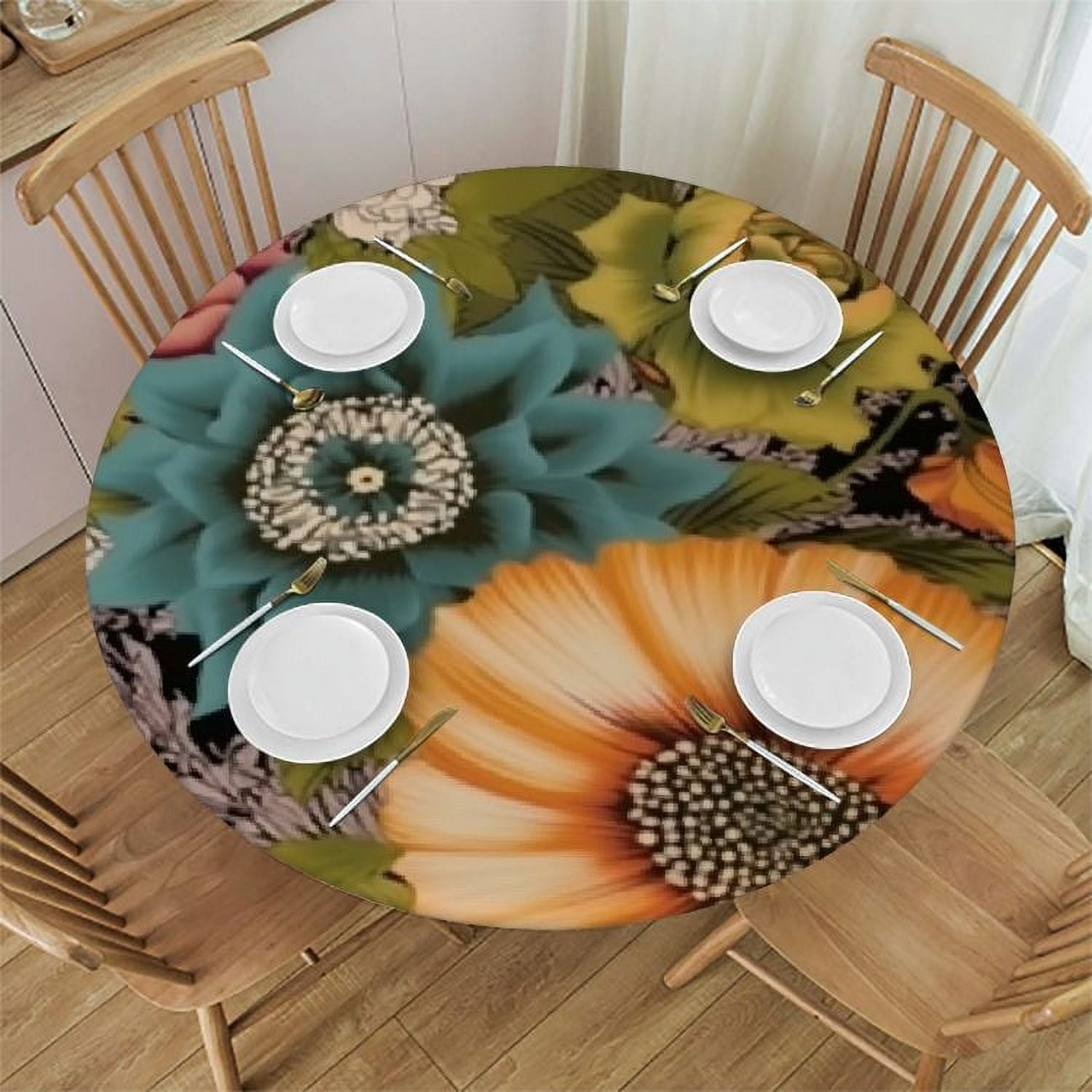 JEUXUS Boho Flower Tablecloth Round Colorful Mexican Mandala Bohemian ...