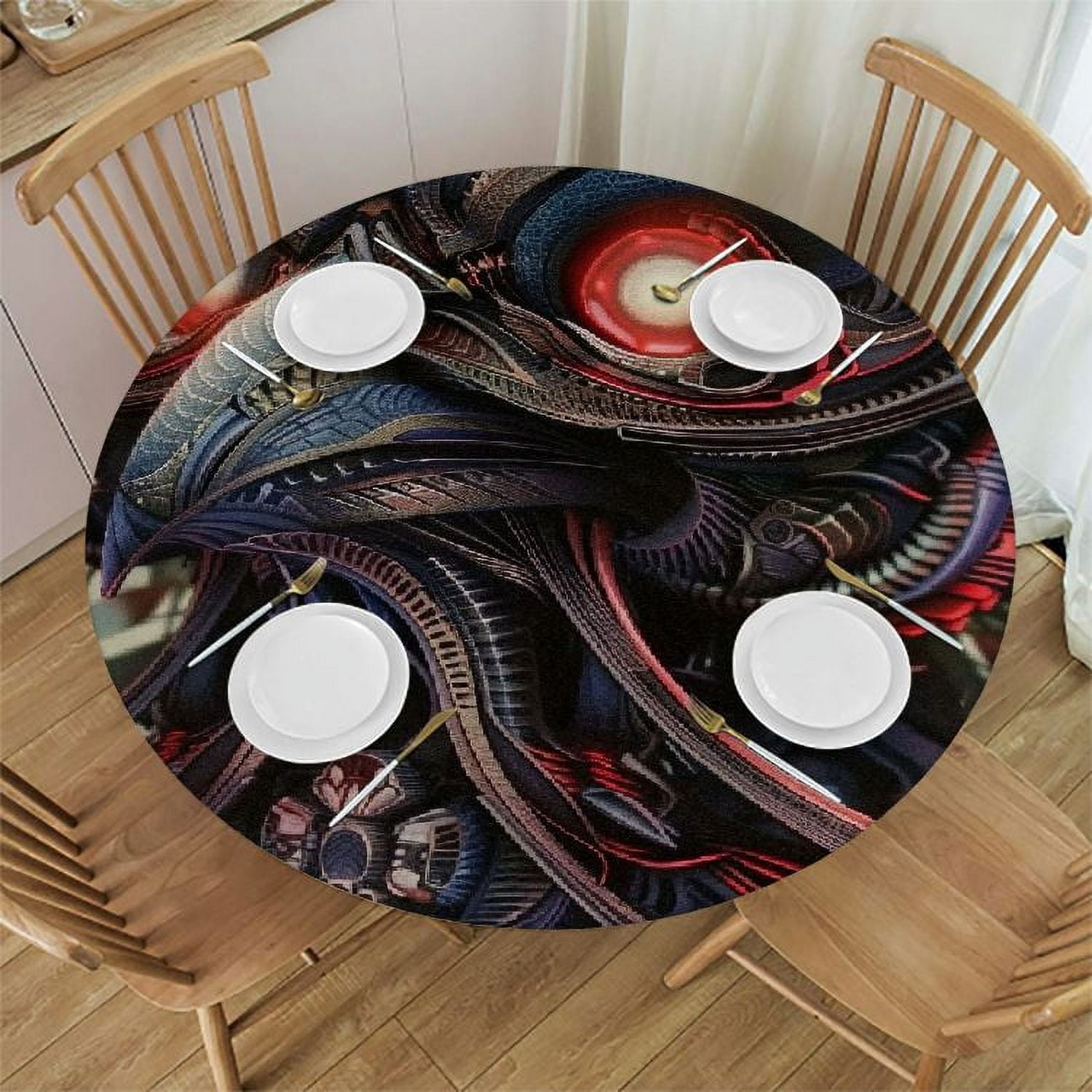 JEUXUS Boho with Lion Pattern Round Tablecloth Reusable Circle Table ...